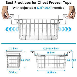 SUZLON Freezer Baskets for Chest Freezer, Adjustable Deep Freezer Organizer Bins, Expandable Freezer Organizer Bins, Stainless Steel Over the Sink Dish Drying Rack for Kitchen