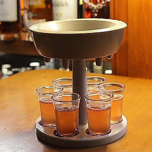 DHDH Sunny 6 Shot Glass dispenser holder,Adjustable Liquid Dispenser,Adjustable shots,6 Acrylic Cups Colorful,Cocktail Dispenser, Suitable for parties,grey