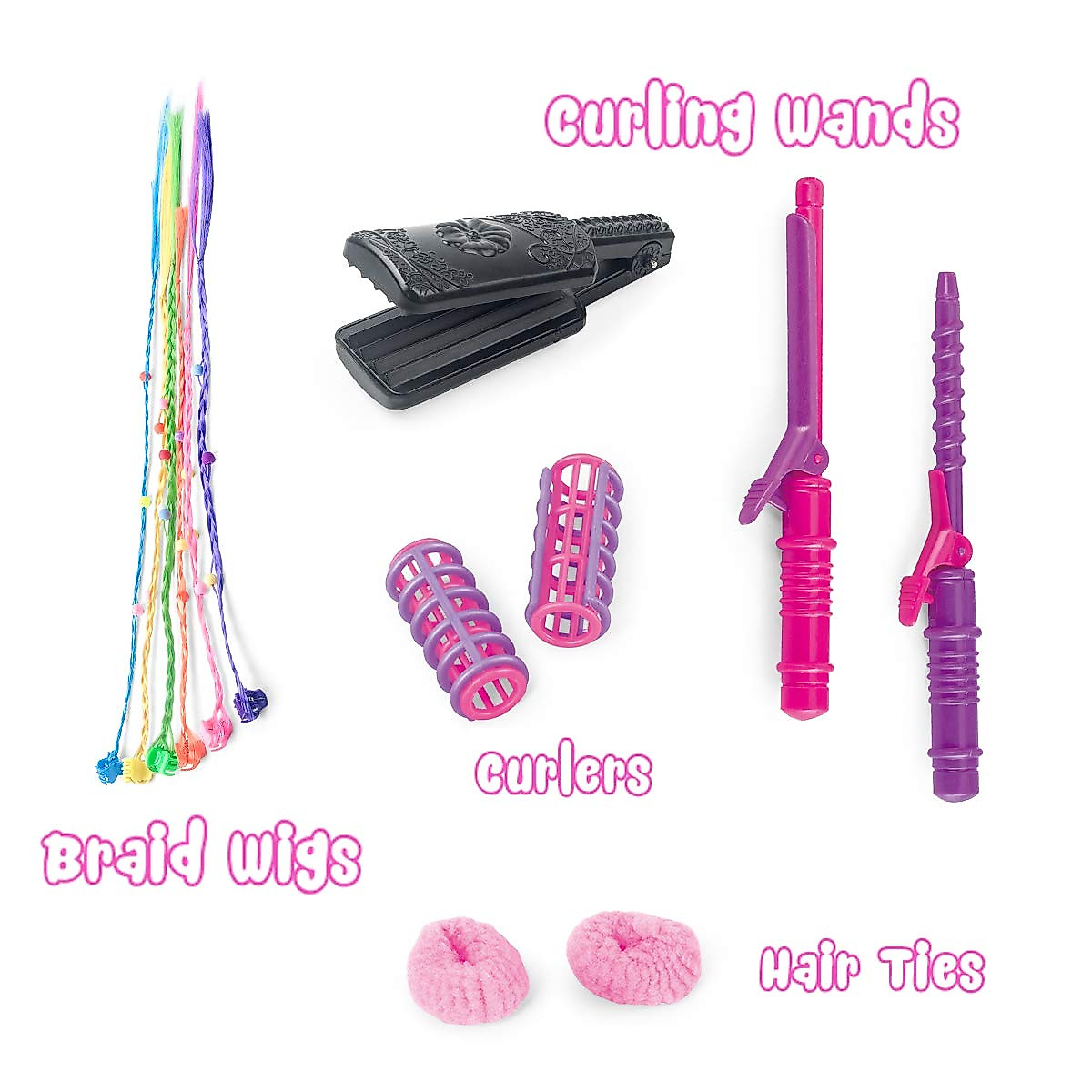 MEGAFUN Little Girls Beauty Hair Salon Toy Kit with Toy Hairdryer, Mirror & Other Accessories, Fashion Pretend Makeup Set for Kids