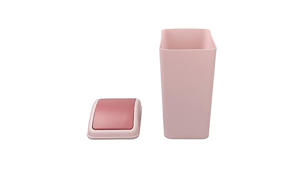 Parlynies Pink Plastic Waste Bin - 4.5 Gallon with Swing Lid