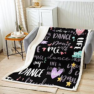 Feelyou Hippie Graffiti Fuzzy Sherpa Blanket Dance Life Fleece Throw Blanket Soft Cozy Fluffy Plush Blanket for Girls 50"X60"