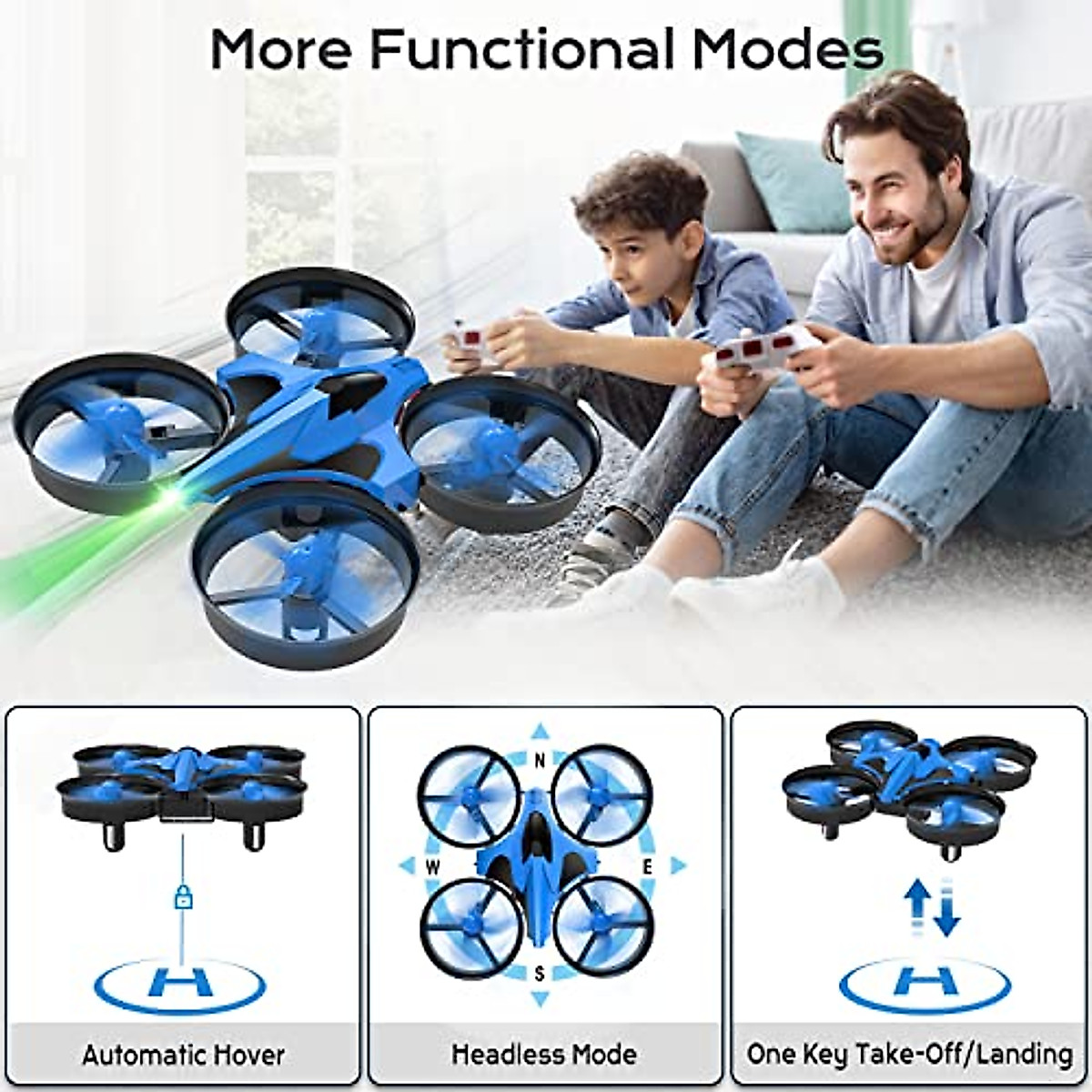 Dolanus Mini Drone for Kids Beginner - Fun Fly Racing Games, More Accessories RC Indoor Small UFO with Multiple Modes and 2 Batteries, Propeller Remote Control Quadcopter Helicopter for Boys, Blue, 8+