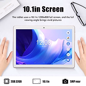 HD Tablet, 10.1in Gaming Tablet, Dual SIM Tablet PC, RAM 2GB ROM 32GB Dual Card Dual Standby, Support MIC OTG FM GPS for Entertainment Work(#1)