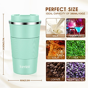 KETIEE 12oz Coffee Mug: Vacuum Insulated Coffee Cup with Leakproof Lid, Travel Coffee Mug Stainless Steel Double Walled Reusable Coffee Cup for Hot and Cold Water Coffee