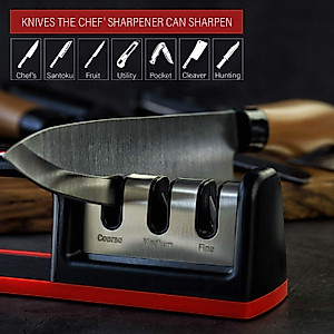 Cubikook Kitchen Knife Sharpener - Complete 3-stage Knife Sharpener CS-T01 with Diamond Dust Rods, Sturdy Design, Non-slip Base Pat, Easy and Safe to Use, Fast and Effective Manual Sharpening Tool