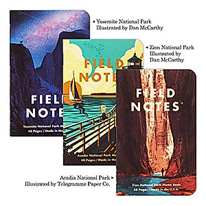 Field Notes: National Parks Series (Series A - Yosemite, Acadia, Zion) - Graph Paper Memo Book 3-Pack - 3.5 x 5.5 Inch