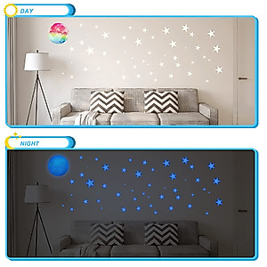 GWHOLE 1085 Pcs Glow in The Dark Stars Stickers Ceiling Wall Decals Moon Stickers for Kids Nursery Bedroom Home Decorations Kids Birthday Gift