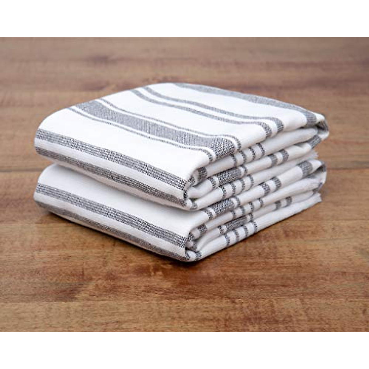 Hand Towels for Bathroom Set of 2, 100% Cotton, 28x16 in, Turkish White Soft and Absorbent Decorative Bath Hand Towels, Modern Gray Striped Towels