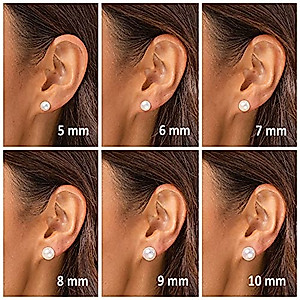 PAVOI 14K Gold Freshwater Cultured White Button Pearl Stud Earrings - 5.5-6mm
