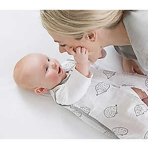SwaddleDesigns Cotton Muslin zzZipMe Sleeping Sack, Wearable Blanket with 2-Way Zipper, Black Hedgehog, Large (12-18 Month) (Pack of 1)