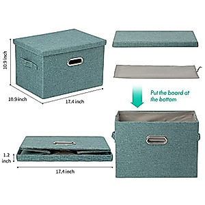 TERRYYO Large Collapsible Storage Bins with Lids - Fabric Storage Bins with Lid Decorative Storage Boxes with Lids Organizer Containers Baskets Cube with Cover for Home Bedroom Closet Office Nursery