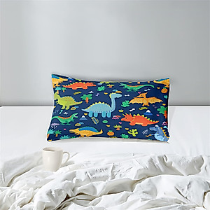 Cartoon Dinosaur Comforter Set for Kids Dark Blue Dinosaur Twin Comforter Set for Boys Dinosaur Kids Bedding Set Soft Breathable Twin Dinosaur Quilt with 1 Pillowcase for All-Season, Twin Size