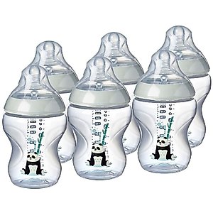 Tommee Tippee Closer to Nature 260 ml/9fl oz Decorated Feeding Bottles (Pink/.