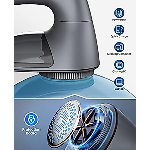 POPCHOSE Fabric Shaver, Rechargeable Lint Remover with 6-Blades and Electrostatic Brush, Effectively and Quickly Remove Fuzz for Clothes, Sweater, Couch, Blanket, Curtain, Wool, Cashmere