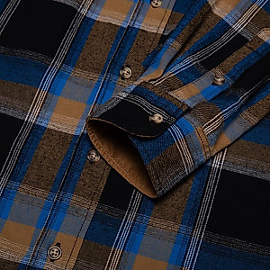 JIAER Men's Button Down Long Sleeve Flannel Plaid Casual Shirt XL Blue