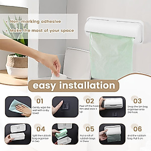 2 PCS Wall Mount Trash Bag Dispenser Roll Holder, Kitchen Garbage Bag Storage Box Roll Holder, Plastic Bag Holder Organizer Under Sink (Grey)