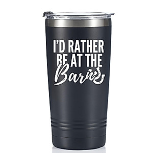 Onebttl Horse Gifts for Horse Lovers, Farmer, I'll Be At the Barn, Insulated Stainless Steel Tumbler with Lids and Straws on Birthday, Christmas, 20 oz, Black