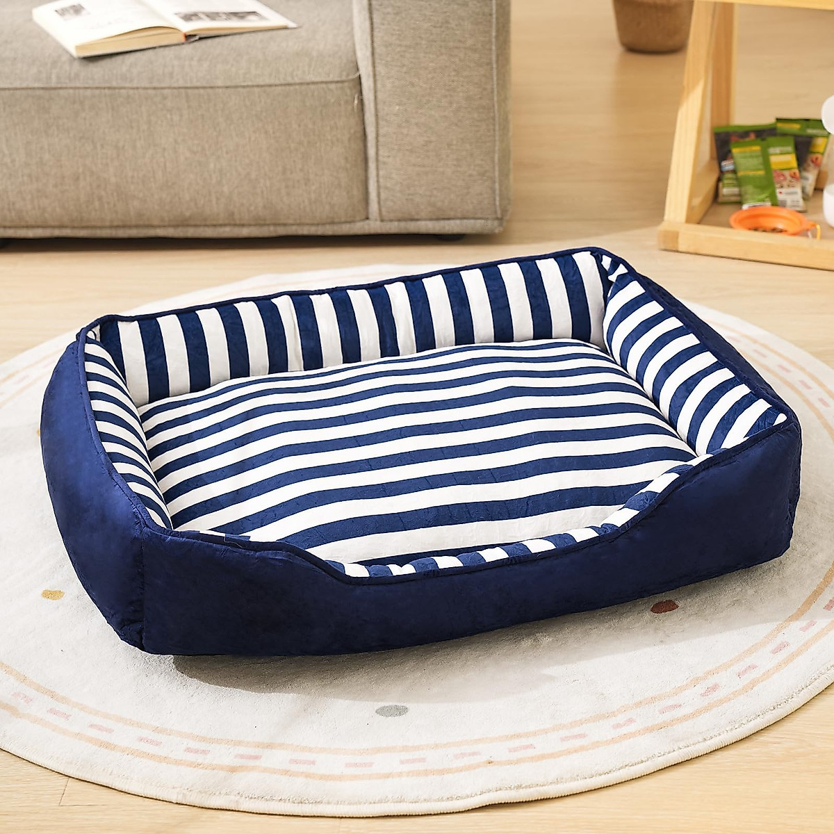 LinkRomat Dog Beds Large Sized Dog with Cushion, Extra Large Dog Bed Removable Washable & Waterproof Dog Bed, Indestructible Chew Proof Dog Bed Suit Medium & Large Dog, M, 35" L X 27" W X 6" Th