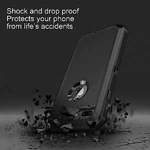 I-HONVA for iPhone 8 Plus Case, iPhone 7 Plus Case Built-in Screen Protector Shockproof 3-Layer Full Body Protection Rugged Heavy Duty Cover Case for Apple iPhone 8 Plus/7 Plus, Black