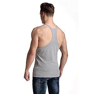 YAKER Men's Fitness Gym Tank Top Singlet Bodybuilding Stringers Sleeveless Muscle Shirt (XL, Red)