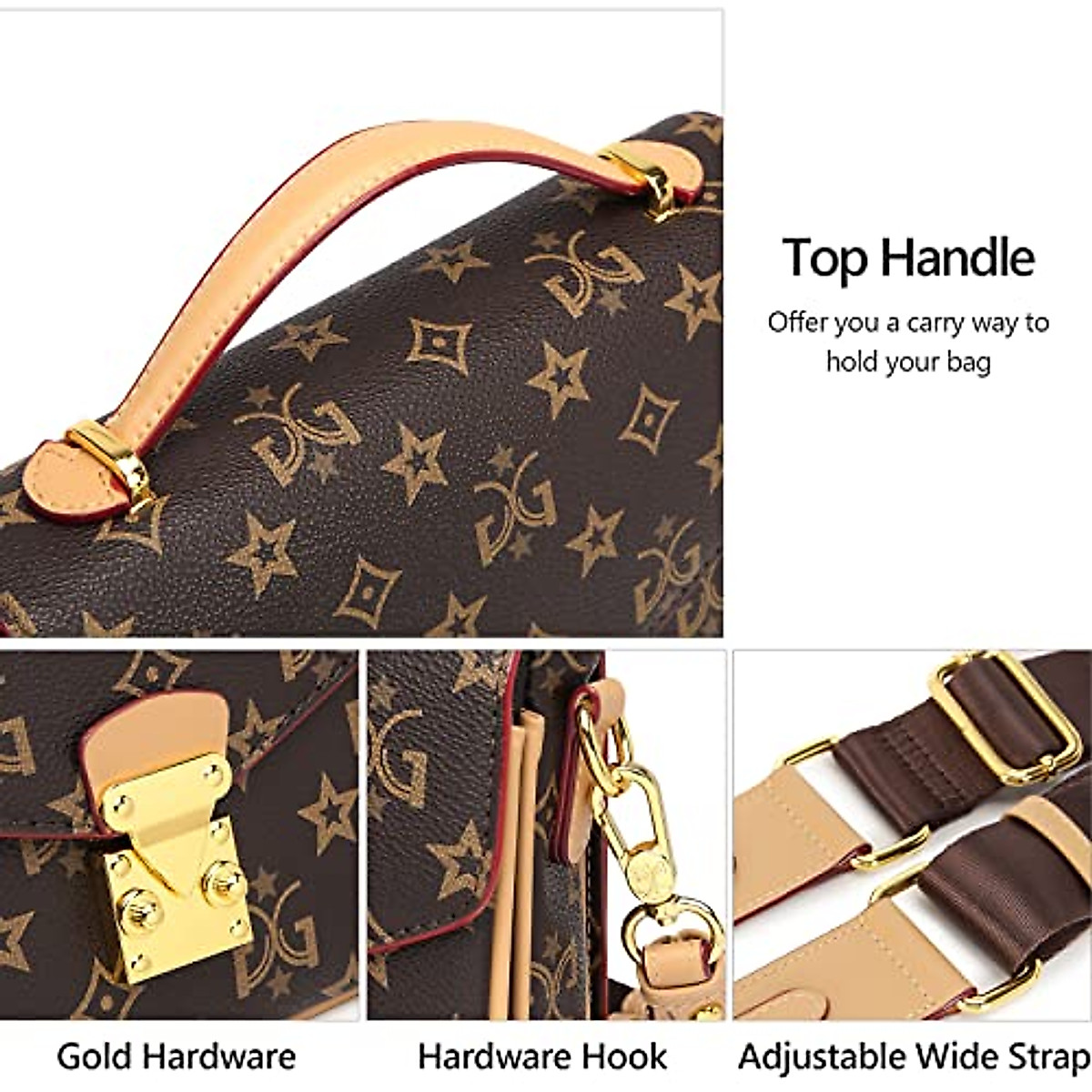 MESSGAIL Crossbody Bags for Women Classic Shoulder Handbags Ladies Clutch Purses with Wide Adjustable Strap