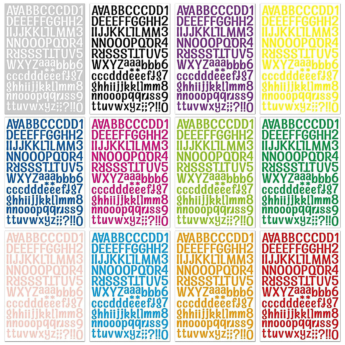 1512 Alphabet Stickers 12 Sheets Alphabet Stickers Vinyl Self-Adhesive Number Alphabet Vinyl Stickers, Mailbox Numbers Labels DIY Crafts Art Making, Decals for Sign,Notebook, Classroom Decor, Door