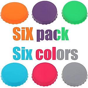 Bigomila 6 Pack Silicone Soda Lid Beverage Can Cover Beer Bottle Caps Juice Can Topper Reusable Food Grade Coke Can Saver 6 Color Silicone Can Can Stopper Fit 2.13”Standard Can