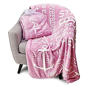 BlankieGram “Bravery” Throw Blanket – Gift Ideas and Gifts for Women and Men Make Great Comfort Gifts, Pink