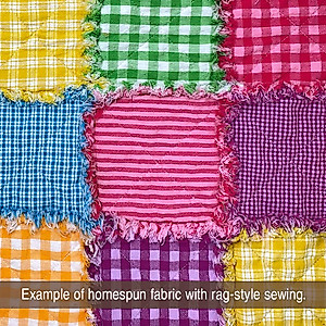 40 Bright Charm Pack, 5 inch Precut Cotton Homespun Fabric Squares by JCS
