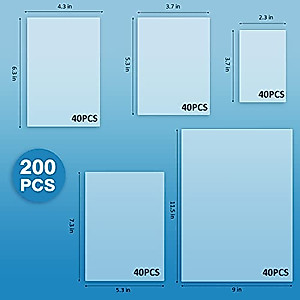 Uinkit 5MIL 200Sheets Laminating Pouches Variety Package Letter, Photo, Card, Notecard, ID Badge and Business Card Sizes Dry-Erase Friendly Sheets,Glossy Clear Laminator Pouch Rounded Corner