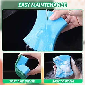 Zubebe 100 Pcs Cleaning Sponge Dual Sided Scrub Sponge Non Scratch Kitchen Sponge for Sink Dishwashing, 4 Colors