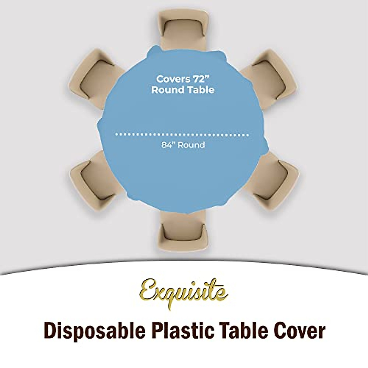 Exquisite 12-Pack Premium Plastic Tablecloth 84in. Round Table Cover - Light Blue