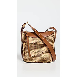 rag & bone Women's Belize Mini Bucket Bag Straw, Natural, Tan, Brown, One Size