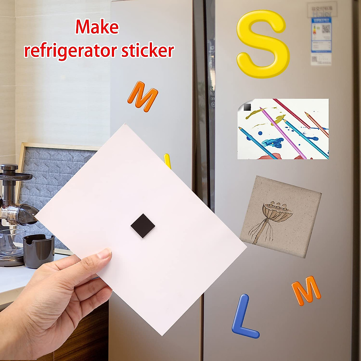 110Pcs Self Adhesive Magnets Squares Flexible Sticky Magnetic Strips Tapes Peel and Sticky Magnet Squares for DIY Crafts, School Art Projects, 4/5" x 4/5" x 0.08"