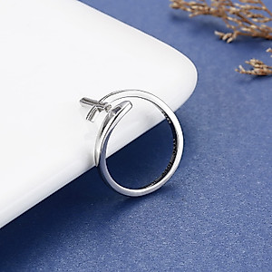 APOTIE True Love Waits Cross Ring - Sterling Silver Christian Heart Adjustable Rings Jewelry Gift for Women