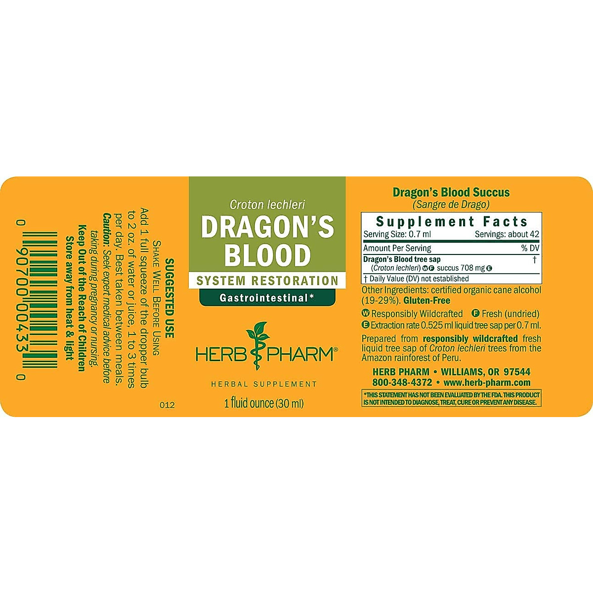 Herb Pharm Dragon's Blood Liquid Tree Sap for Digestive Support - 1 Ounce (DDRAG01)