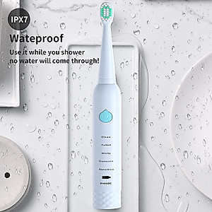DHMXDC Sonic Electric Toothbrush for Kids and Adults, 5 Modes with 2 Min Build in Timer, Ultrasonic Toothbrush with 4 Brush Heads Charging Power Toothbrush