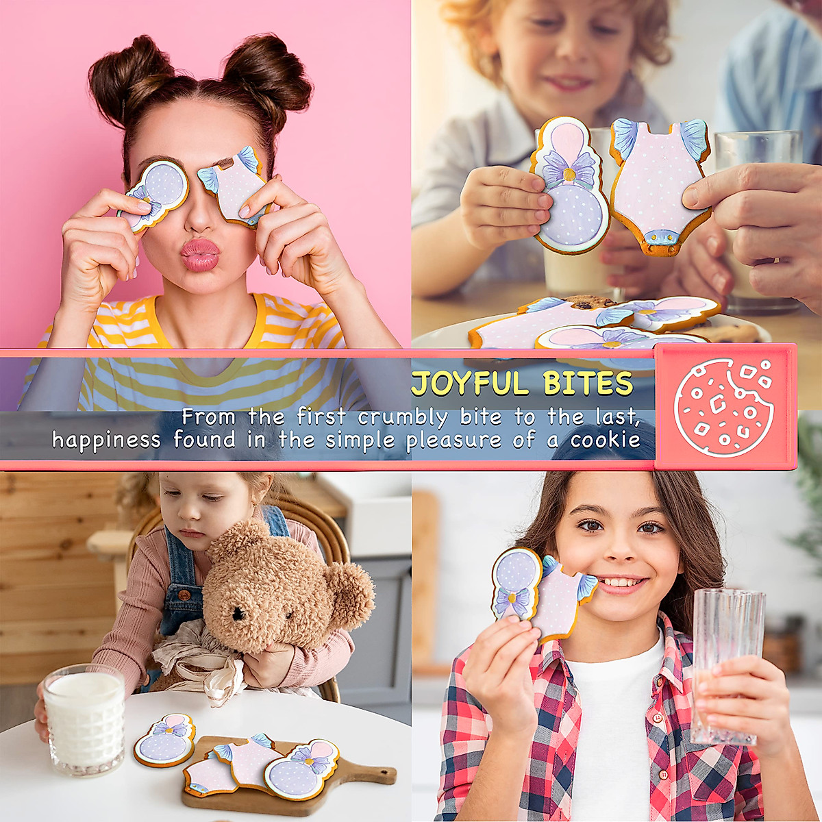 Cookie Cutter by 3DForme, Set Onesies & Rattle Cake Fondant Frame Mold for Buscuit