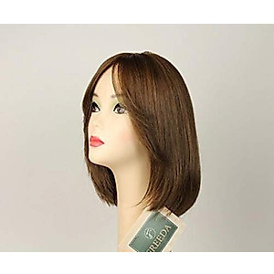 Freeda European human hair wig - Liberty Light Brown with Blended Lowlights and Highlights Skin Top Size S