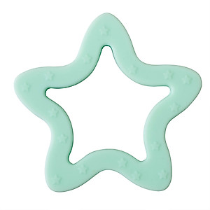 Jimibaby Silicone Star Teether, The First Teething Toy for Baby Boys and Girls,100% BPA Free, Easy to Hold, Freezer Safe (Mint Star)