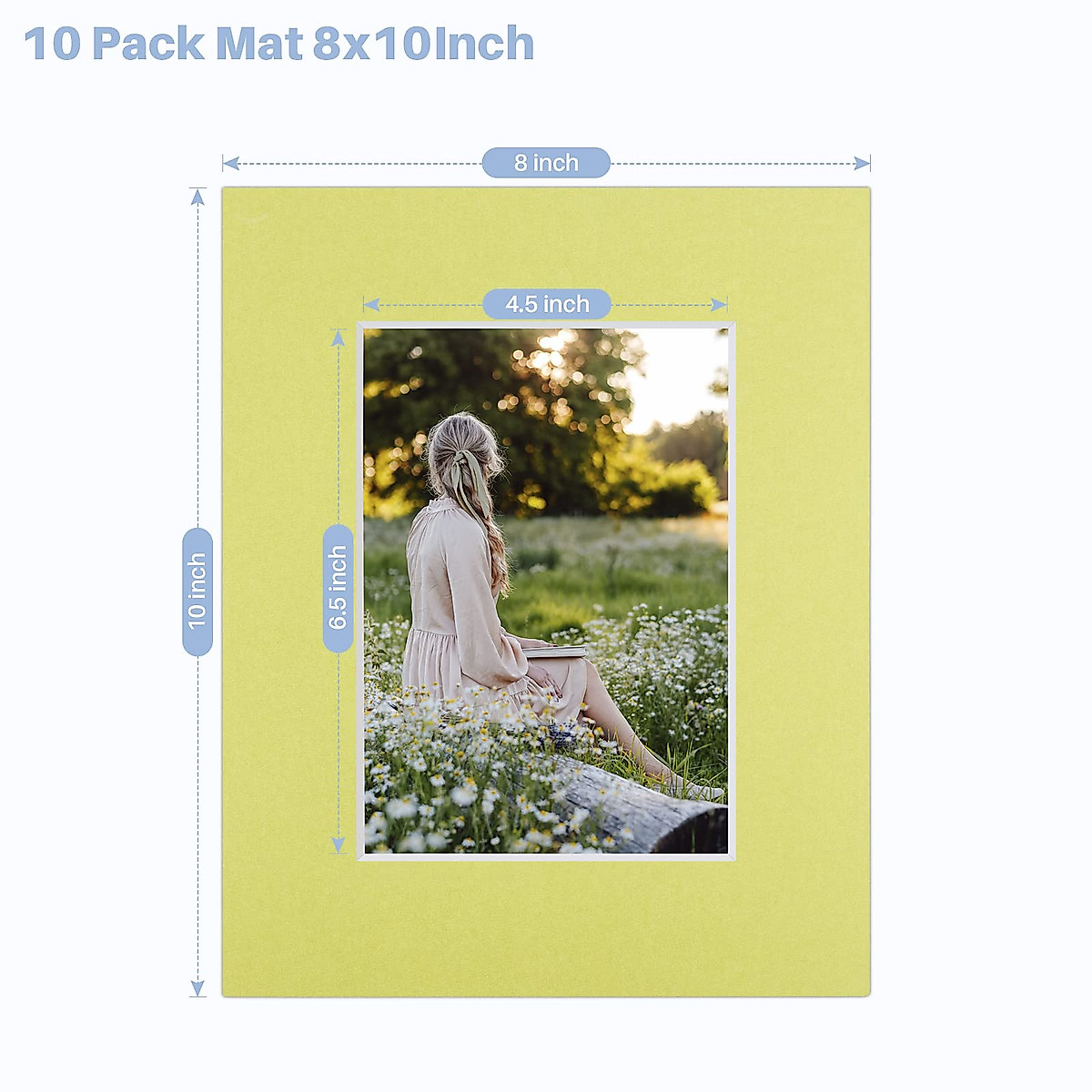 AUEAR, 10 Pack Mixed Color 8x10 Pre-Cut Acid Free Picture Mat for 5x7 Photos/Artworks/Prints with White Core Bevel Cut Framing Mats