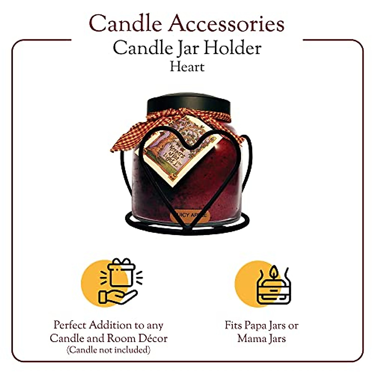 Valentine's Day Special Bundle Bonfire by The Lake - 34oz Papa Scented Candle Jar Plus Black Heart Candle Jar Holder
