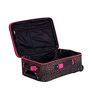 Rockland Jungle Softside Upright Luggage, Pink Leopard, 4-Piece Set (14/29/24/28)