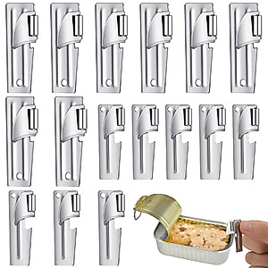 Honeydak 16 Pcs P-38 Can Opener and P-51 Military Can Opener Stainless Steel Camping Can Openers Portable Survival Can Opener Army for Travel Kitchen Tool Men Women, Silver