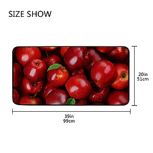 Kitchen Rugs 39 x 20 Inch Apple Red Fruits for Non-Slip Kitchen Floor Mats Doormat Bathroom Runner Rug Laundry Room Indoor Outdoor