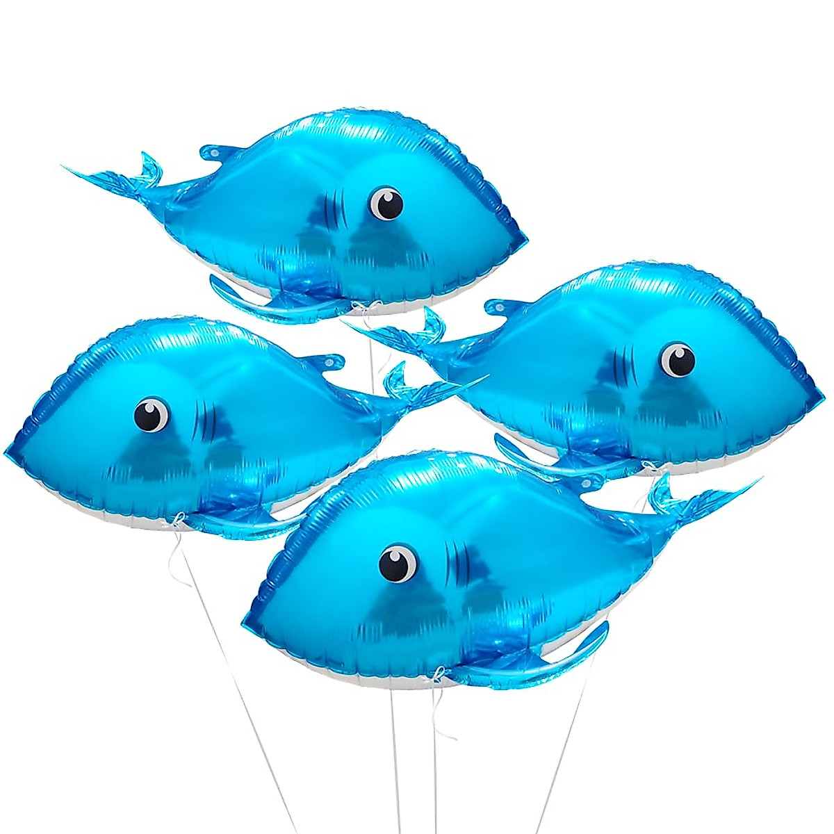 Cute 4D Whale Balloons Under The Sea Decorations Ocean Balloons, 4 Pack Gaint 37'' Whale Shape Mylar Foil Balloons Sea Animal Balloons Fish Balloons Beach Party Supplies, Blue