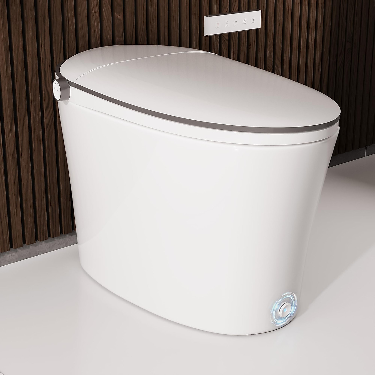 DeerValley Smart Toilet, One Piece Bidet Toilet for Bathrooms,Modern Elongated Toilet with Warm Water Sprayer & Dryer, Foot Sensor Operation, Heated Bidet Seat with Remote Control