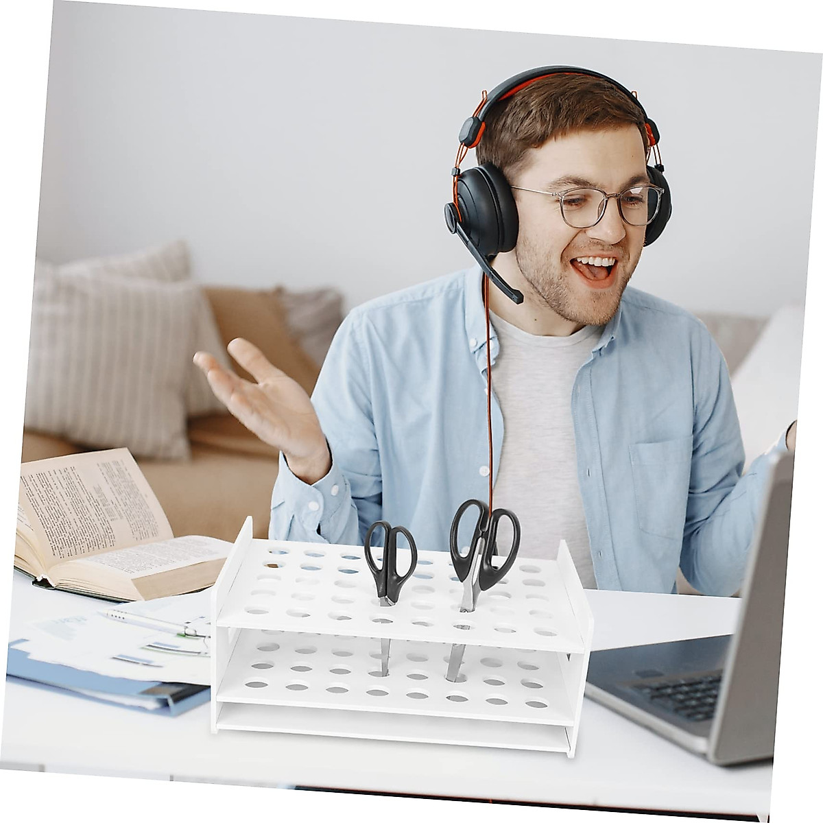 DOITOOL Wooden Paint Organizer and Paint Brush Holder, for 40 Bottles or Brushes - Paint Holder for Acrylic Painting, Paint Rack for Miniature Paint Set, Acrylic Paint Storage, Craft Paint Organizer