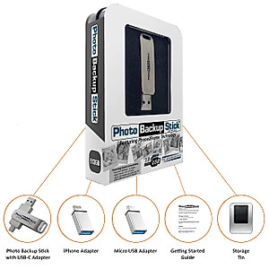 Photo Backup Stick Omega Universal Picture and Video Backup for Any Device - iPhone, Android, Computer, Tablets (512GB)