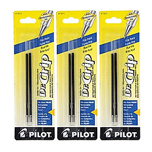 Pilot EasyTouch Dr Grip Retractable Ballpoint Pen Refills Black (6 Packs of 2 Refills each)
